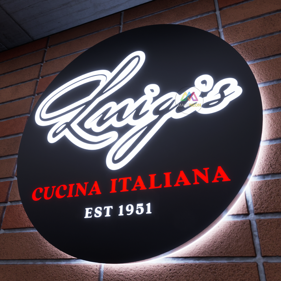 Metal Backlit Light Box, Custom Logo Round Led Metal Backlit Sign For – Make Neon