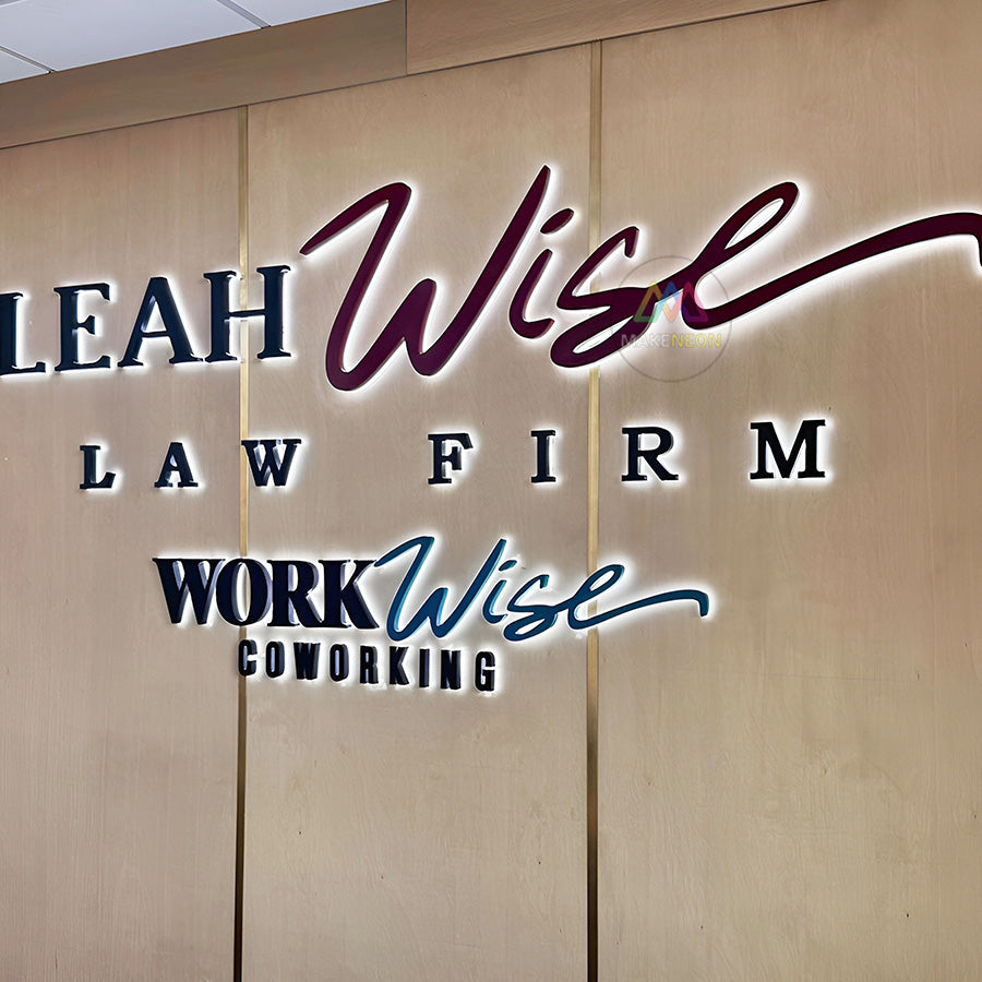 3D Metal Backlit Sign for Law Firms & Professionals - Custom Lobby Sign ...