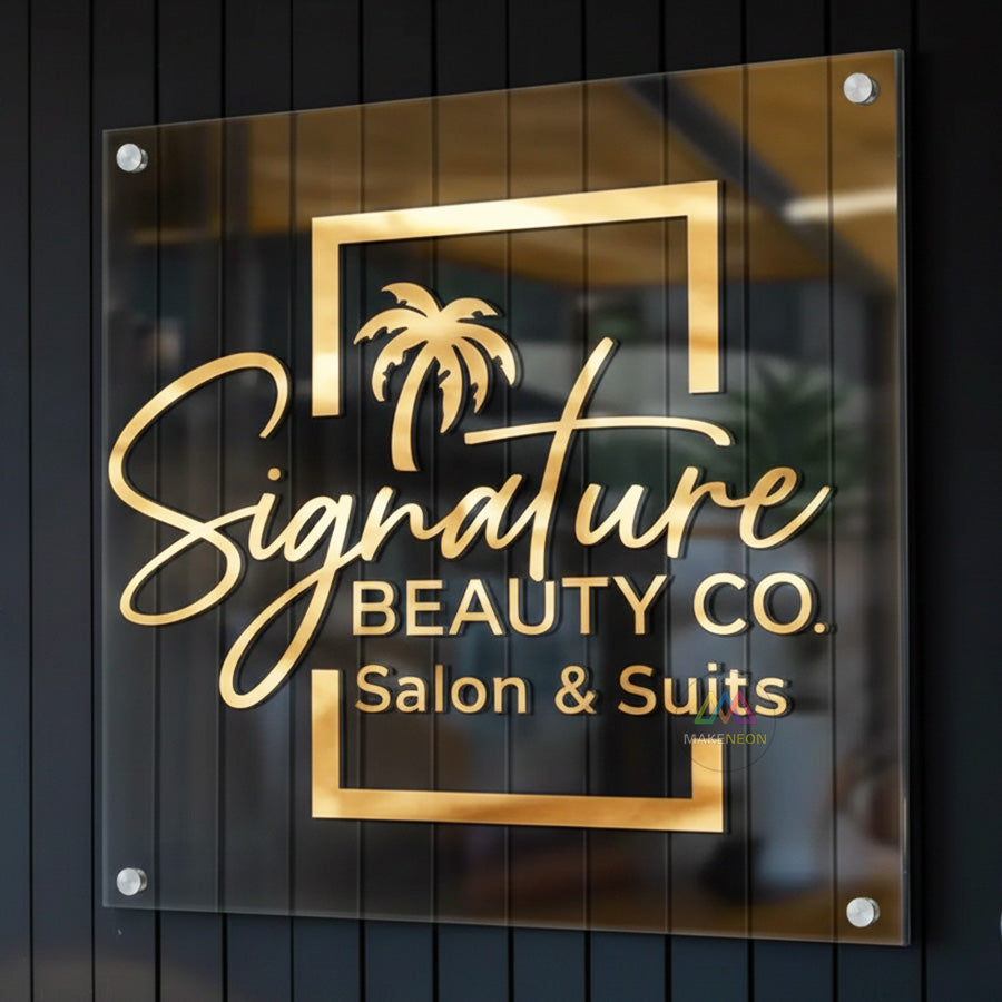 Custom 3D layered logo sign with acrylic back panel for business walls ...
