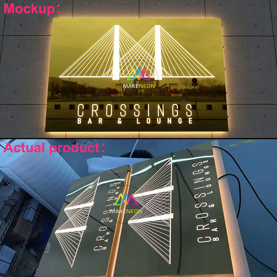 Metal Backlit Sign, Custom Logo Laser Cut LED Light Box For Reception ...