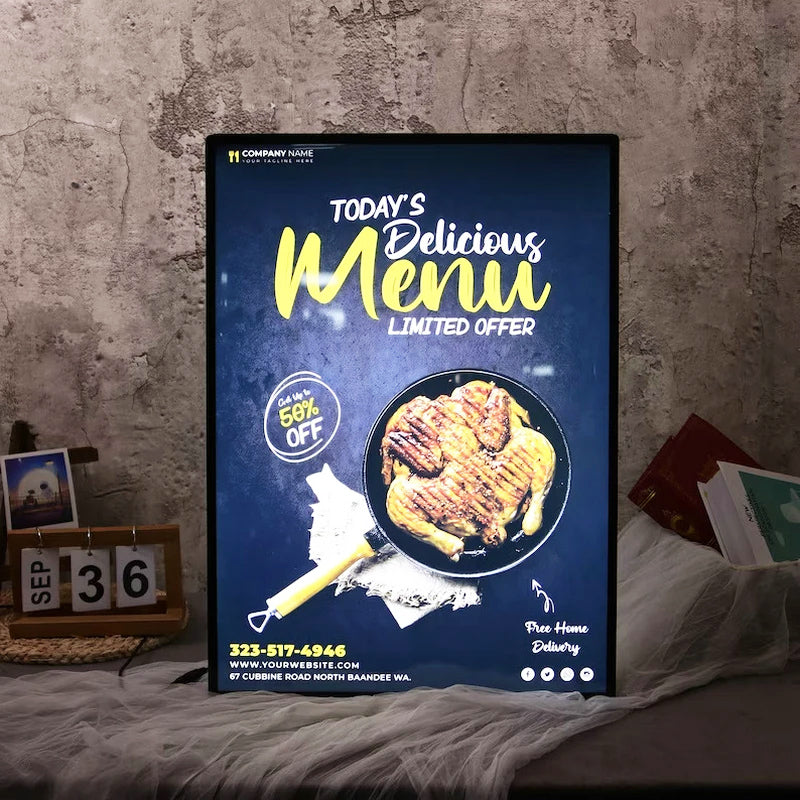 Ultrathin LED Light Box Backlit Menu Board For Business, restaurant ...
