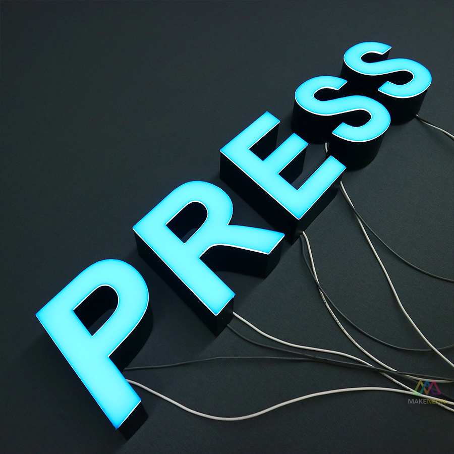 Personalized Logo 3D Metal Front Lit Sign - Rimless Stainless Steel Il ...