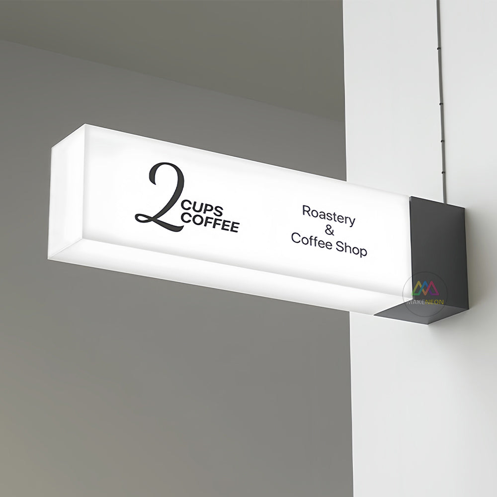Side-Mounted Acrylic Light Box Sign | Custom LED Sign for Salon & Cafe ...