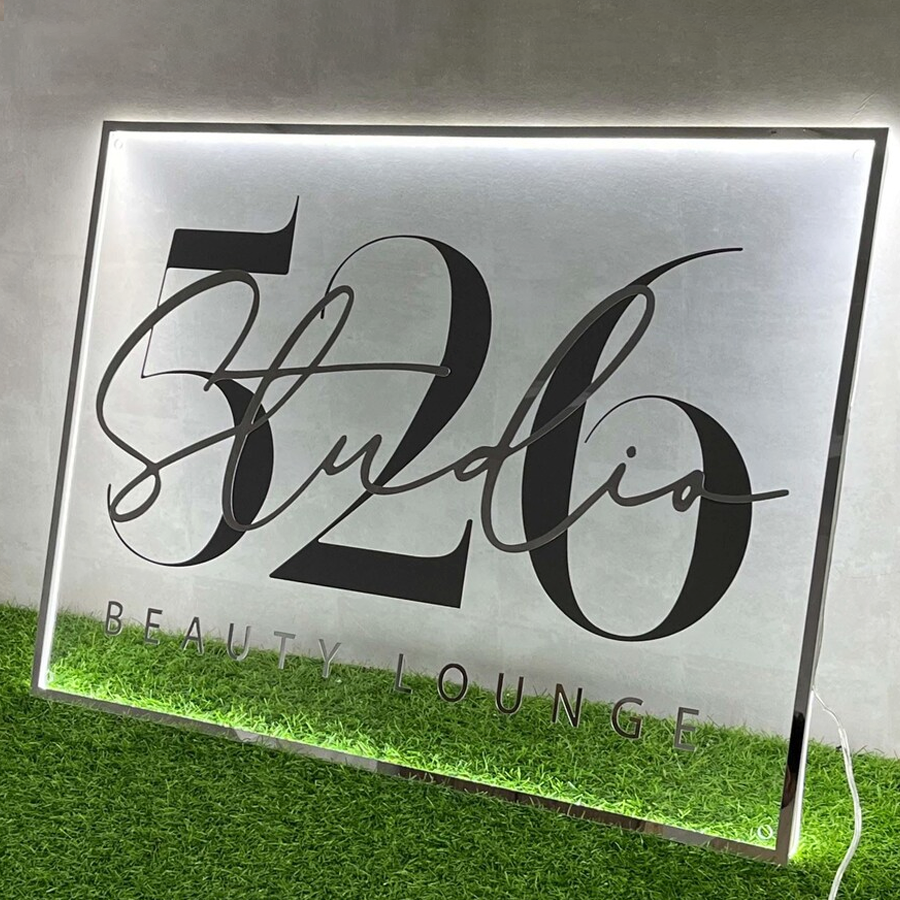 Personalized Clear Acrylic Backlit Sign with Metal Letter and Metal ...