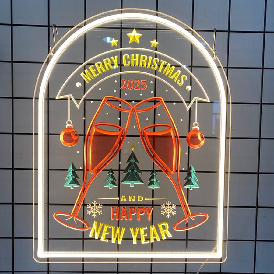 Christmas Embossed Neon - Custom Engraved Neon Sign For Family, Bar, R ...