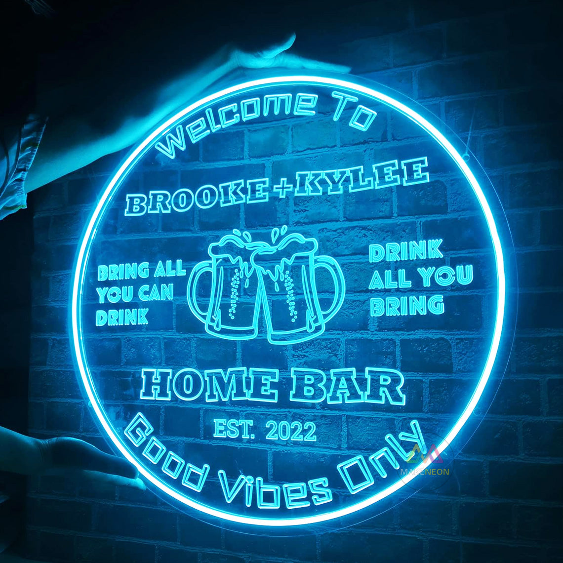 Custom Engraved Neon Bar Signs for Home Bar-Personalized Bar Sign for ...