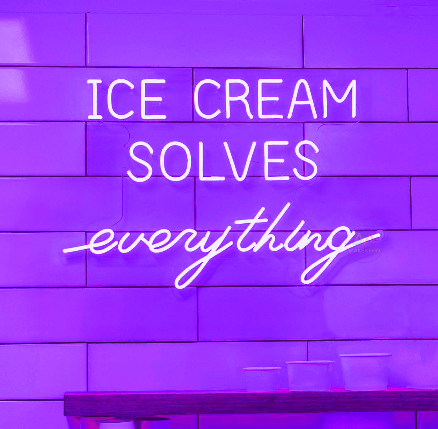 Ice Cream Solves Everything Neon Sign for Ice Cream Shop, Ice-cream Ba ...