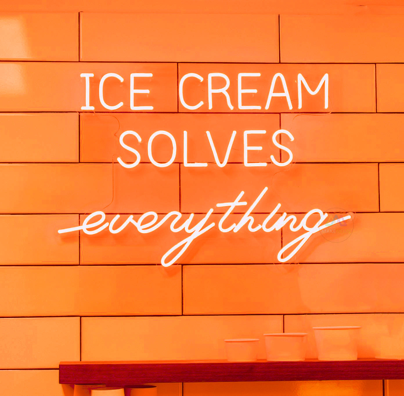 Ice Cream Solves Everything Neon Sign for Ice Cream Shop, Ice-cream Ba ...