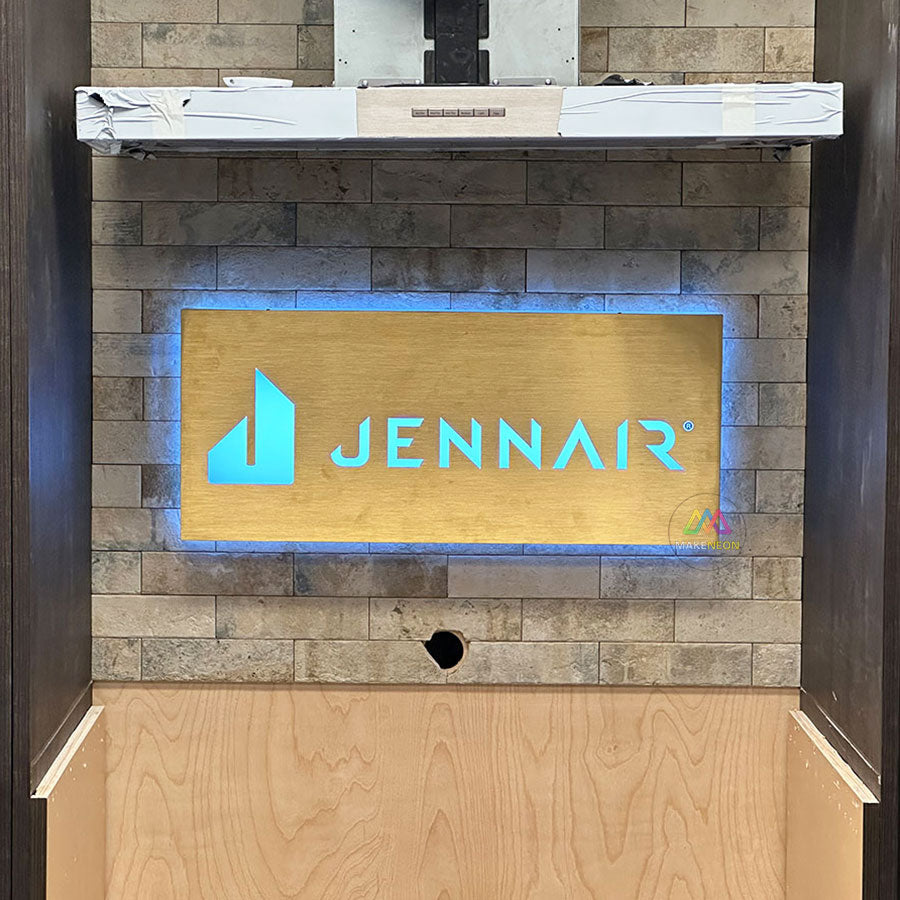 Metal Backlit Sign, Custom Logo Laser Cut LED Light Box For Reception ...