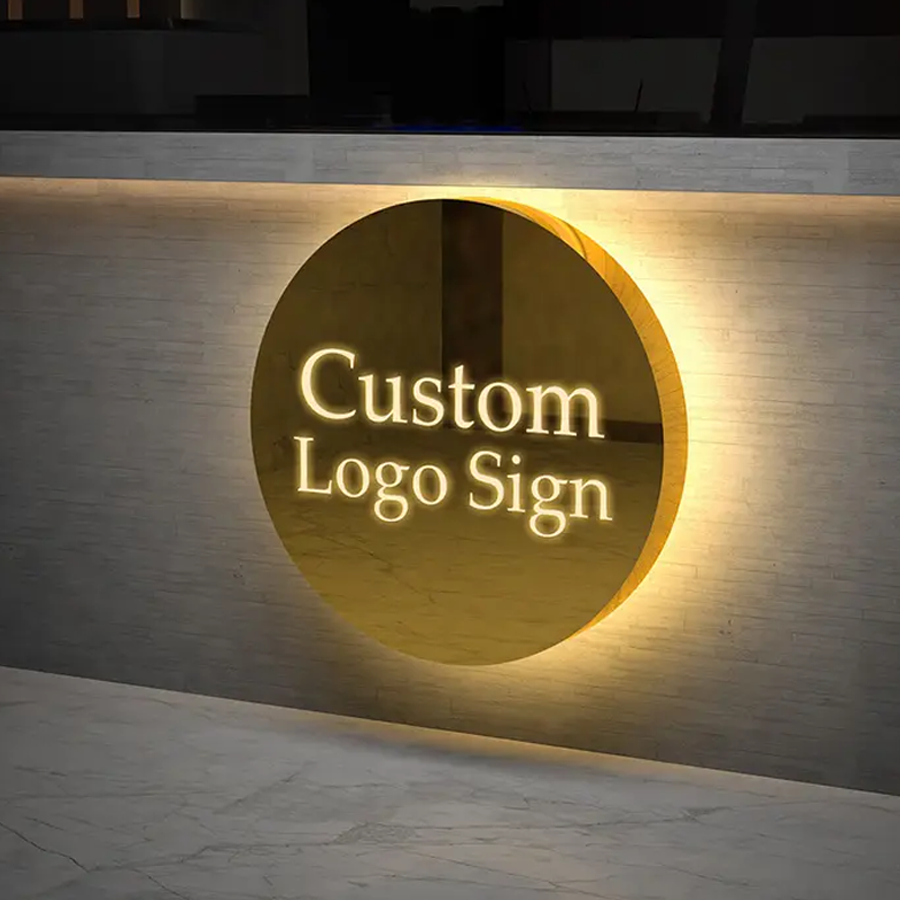 Metal Backlit Sign, Custom Logo Laser Cut LED Light Box For Reception ...