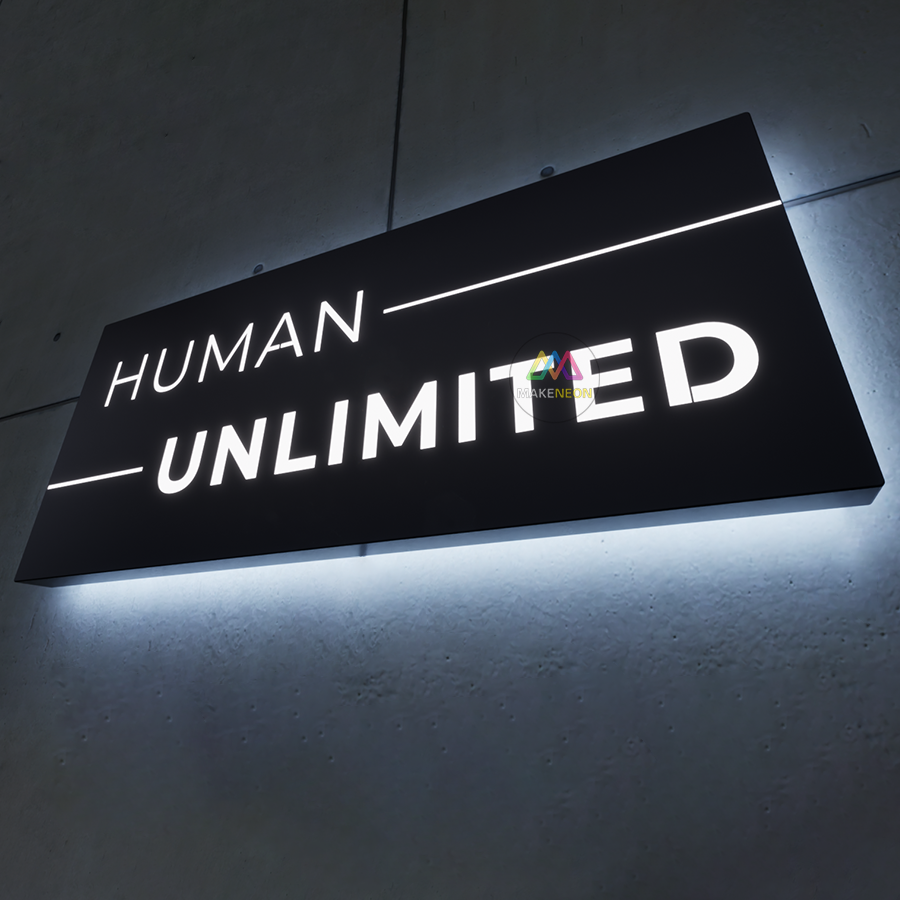 Metal Backlit Sign, Custom Logo Laser Cut LED Light Box For Reception ...