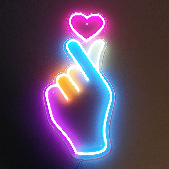 Finger Heart LED Neon Signs For Livingroom, Bed Room Decor - MakeNeon ...